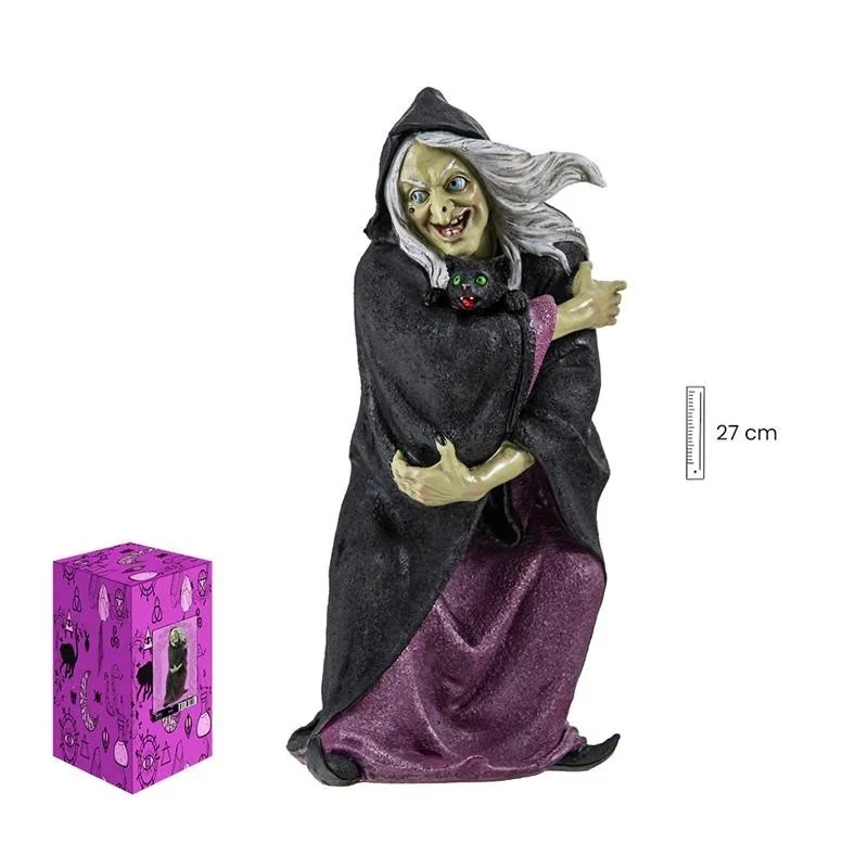 Bruja con Gato Negro 27 cm | Tienda Esotérica Changó