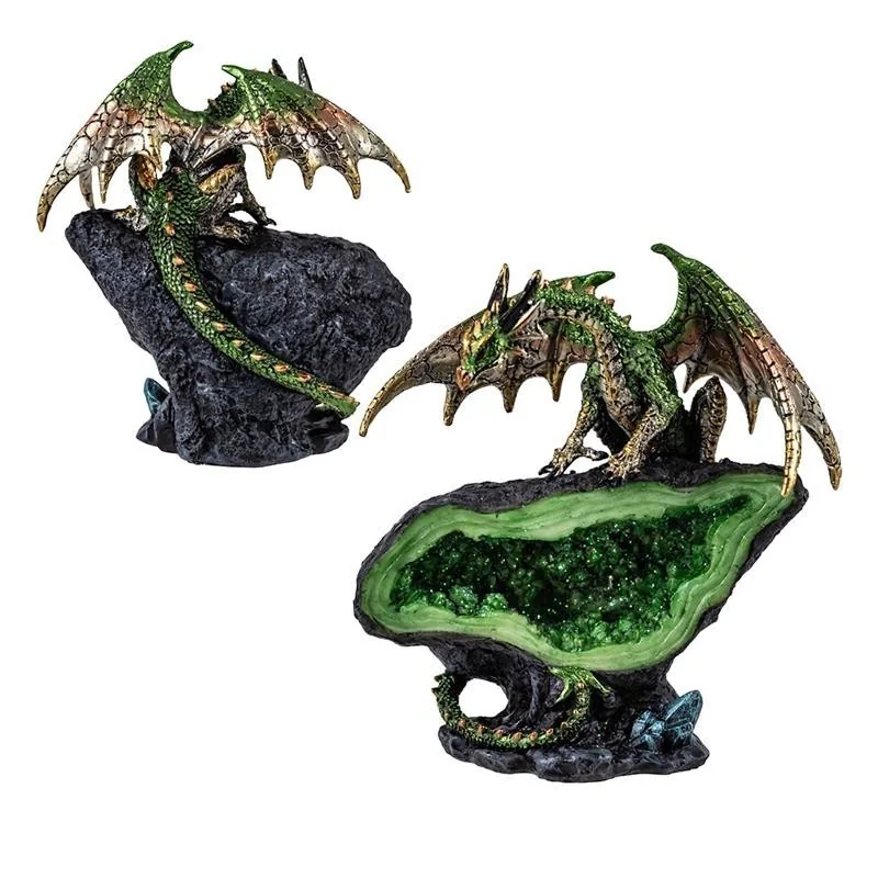 Dragón sobre Geoda Verde 16 cm | Tienda Esotérica Changó
