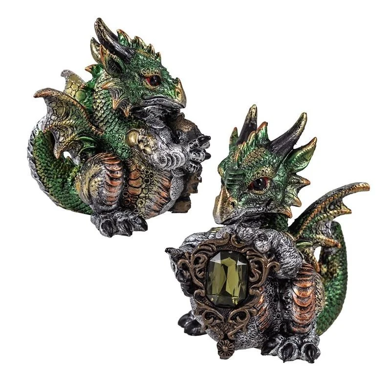 Dragón Verde con Piedra Ovalada 12 cm | Tienda Esotérica Changó