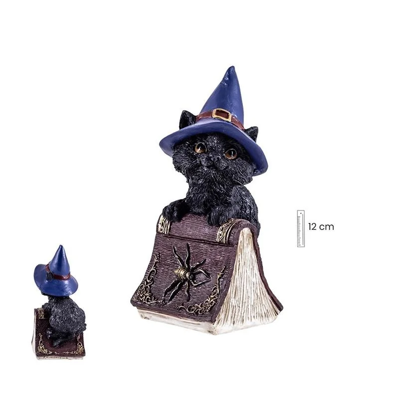 Figura Gato Brujo con Libro, 12 cm - Fabricada en Resina | Tienda ...