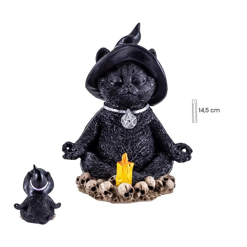 Figura Gato Brujo con Vela, 15 cm - Fabricada en Resina | Tienda ...